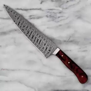 Custom Handmade Damascus Chef set Of 5pcs With Leather Cover