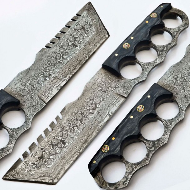 Custom Handmade Damascus Steel Blade Knife, Bowie Hunting knife For ...